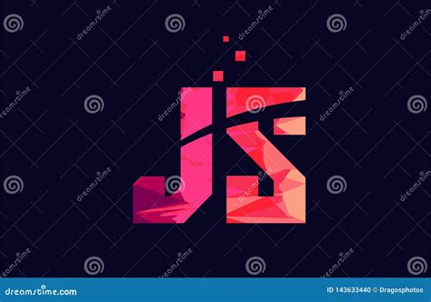 Pink Blue Background Color Alphabet Letter Combination JS J S For Logo Icon Design Stock Vector