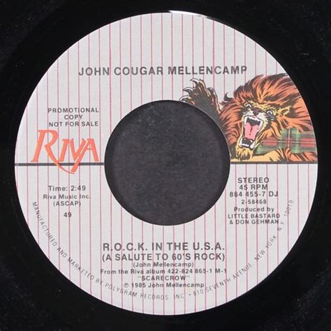 John Cougar Mellencamp Rock In The Usa Riva 7 Single 45 Rpm Ebay