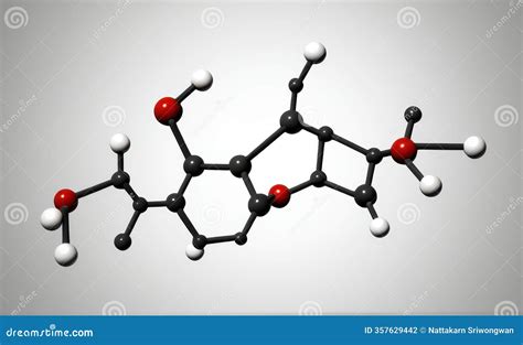3d Model Of A Complex Molecule With Carbon Oxygen And Hydrogen Atoms Stock Illustration