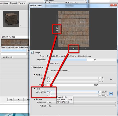 Revit How To Change The Material Size Revit Autodesk Knowledge Network