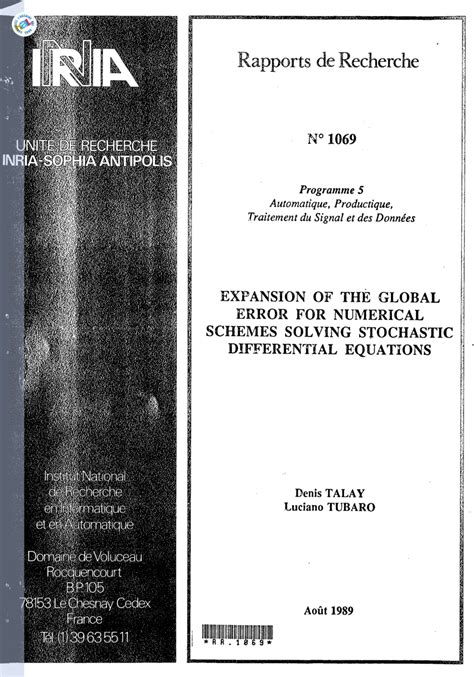Pdf Expansion Of The Global Error For Numerical Schemes Solving