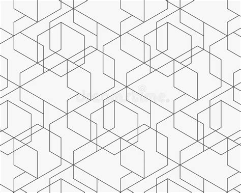 Geometric Vector Pattern Repeating Linear Hexagon Shape Pattern Is