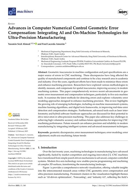 Pdf Advances In Computer Numerical Control Geometric Error Compensation Integrating Ai And On