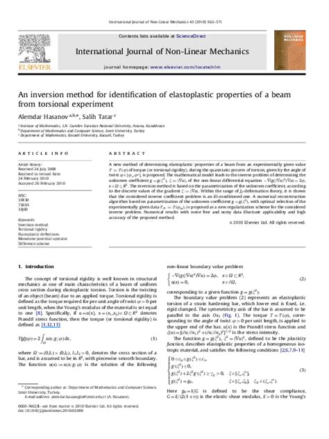 Pdf An Inversion Method For Identification Of Elastoplastic