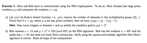 Exercise Alice And Bob Want To Communicate Using Chegg Com