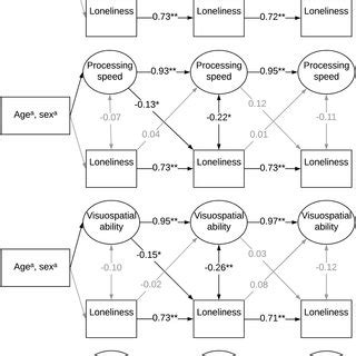 Age And Sex Adjusted Standardized Estimates From The Crosslagged Panel Download Scientific