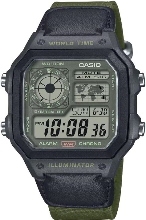 Casio Ae1200 Series Iluminador Led Negroverde Verde Ae1200whub 3av