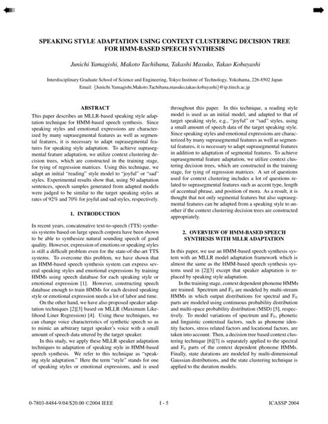 Pdf Speaking Style Adaptation Using Context Clustering Decision Tree For Hmm Based Speech