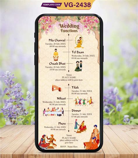 Wedding Function Invitation Card Traditional Multiple Event Timeline Videogiri