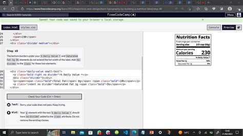 Learn Typography By Building A Nutrition Label Step 48 HTML CSS
