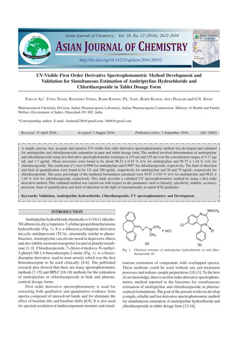 Pdf Uv Visible First Order Derivative Spectrophotometric Method Development And Validation For