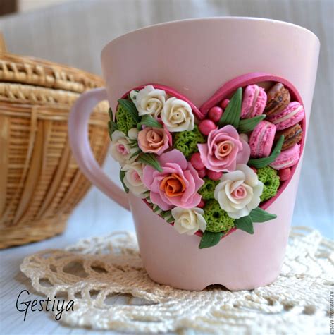 Картинки по запросу чашка декор из полимерной глины Polymer Clay Flowers Polymer Clay Crafts