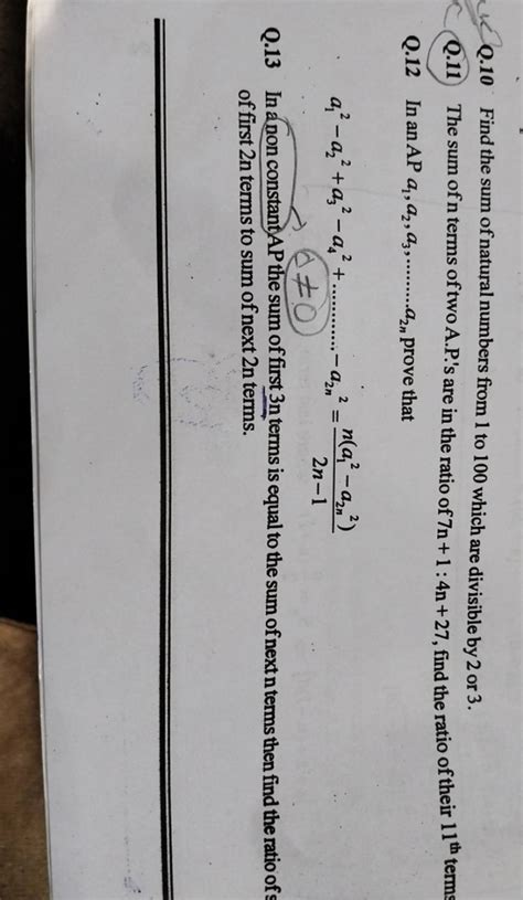Q 10 Find The Sum Of Natural Numbers From 1 To 100 Which Are Divisible By