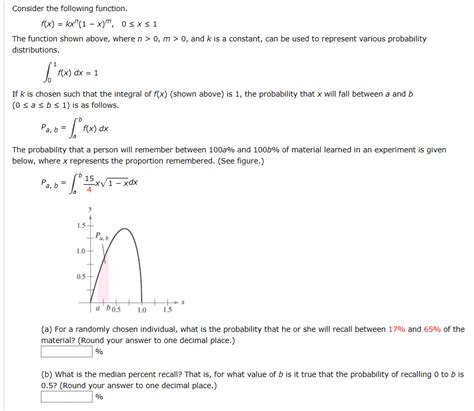 Solved Consider The Following Function F X Kx 1 X