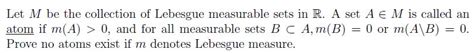 Solved Let M Be The Collection Of Lebesgue Measurable Sets