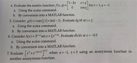 Solved 1 2x Yfor X 1y 4 Evaluate The Matrix Function Fx