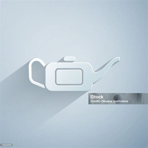 회색 배경에 격리 된 모터 기계 오일 아이콘용 용지 절단 캐니스터 오일 갤런 오일 변경 서비스 및 수리 종이 아트 스타일입니다 벡터 일러스트레이션 가솔린에 대한 스톡 벡터