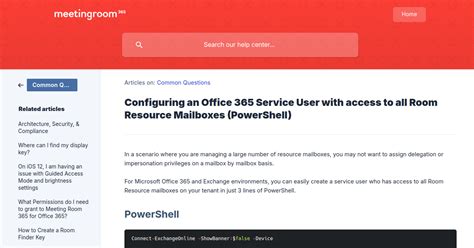 Configuring An Office 365 Service User With Access To All Room Resource