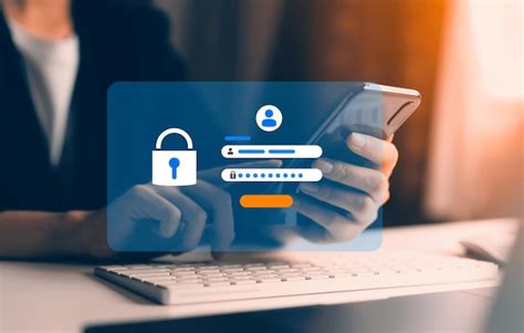 Premium Photo Cyber Security Concept Mans Hand Using A Smartphone Log