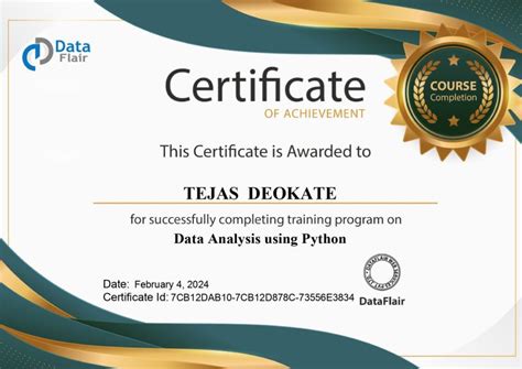 Tejas Deokate On Linkedin Successfully Completed On Data Analysis Using Python