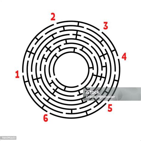 검은 둥근 미로 아이들을위한 게임 어린이 퍼즐 많은 입구 하나의 출구 미로 수수께끼 흰색 배경에 격리 된 간단한 평면 벡터 그림입니다 이미지에 대한 장소와 함께 0명에 대한