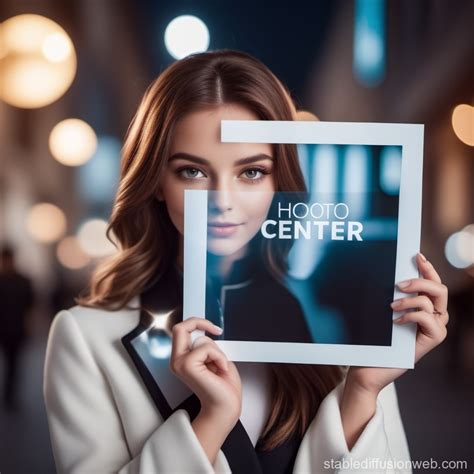 Girl With Photo Poster For Advertising Stable Diffusion Online