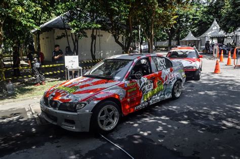 Silver And Red Bmw 325i E46 Drift Car In Indonesia Drift Series Event Editorial Stock Image