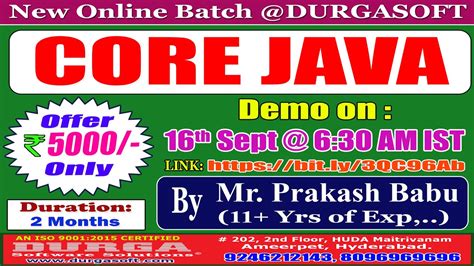 core java online training durgasoft youtube