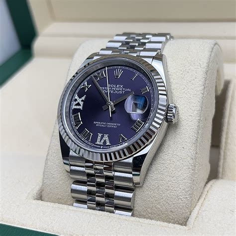 Rolex Datejust Stainless Steel Aubergine Purple Diamond Vi Ix Roman