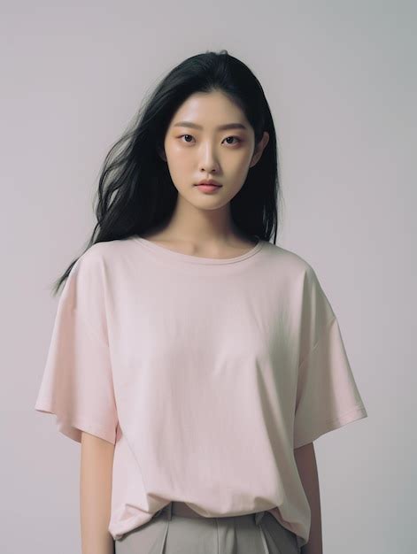 Premium Ai Image Female Model Face Plain T Shirt Mockup Premium Ai Image Female Model Face Plain T Shirt Mockup