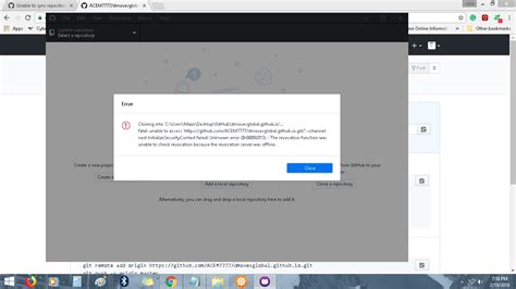 Unable To Sync Repositories Using Github Desktop Fatal Error 0x80092012 · Issue 3156 · Desktop