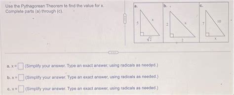Solved Use The Pythagorean Theorem To Find The Value For X Chegg