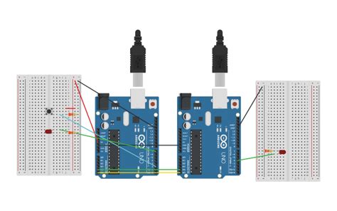 Circuit Design Multiple Arduino Tinkercad
