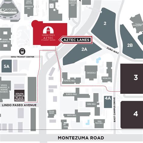 Map And Parking Aztec Recreation As San Diego State University