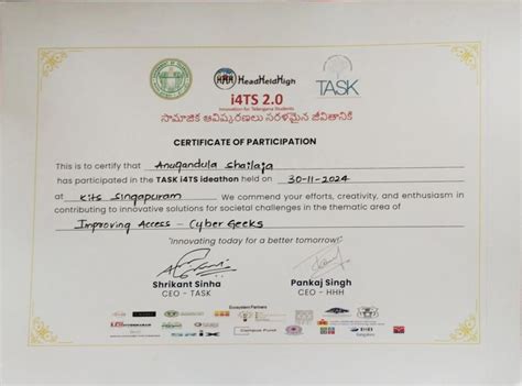 Shailaja Anagandula On Linkedin I4tsideathon Task Innovation Teamwork Kitssingapuram