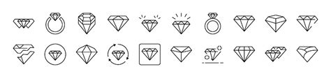 다이아몬드 심플 아이콘 컬렉션 편집 가능한 스트로크 인포그래픽 기사 서적 전단지 배너에 적합 0명에 대한 스톡 벡터 아트 및 기타 이미지 Istock