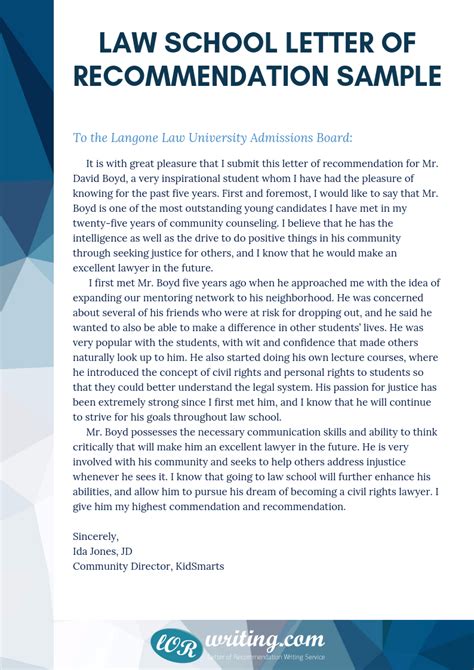 Law School Letter Of Recommendation Length Free Word Template