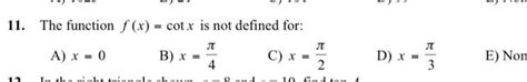 solved 1 the function f x cotx is not defined for a x 0