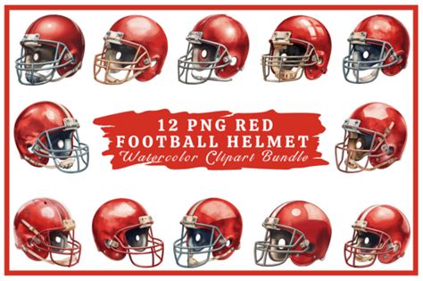 Red Football Helmet Watercolor Bundle Graphic By Jugos Universe