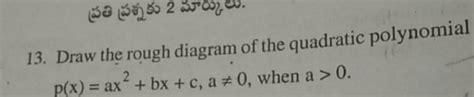 13 Draw The Rough Diagram Of The Quadratic Polynomial Pxax2bxca 0