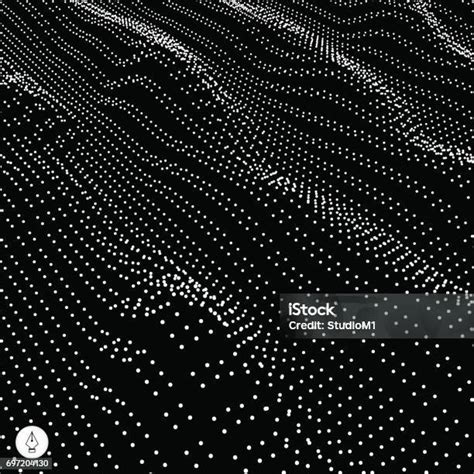 물결 모양의 그리드 배경입니다 3d 추상 벡터 일러스트입니다 0명에 대한 스톡 벡터 아트 및 기타 이미지 0명 3차원 형태 검은색 Istock