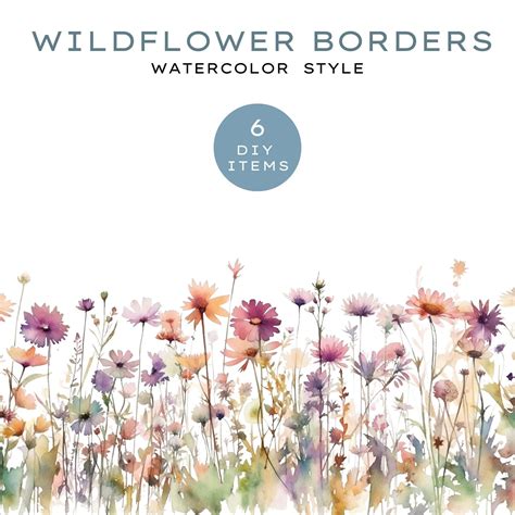 Watercolor Floral Borders Floral Borders Wild Flowers Watercolor