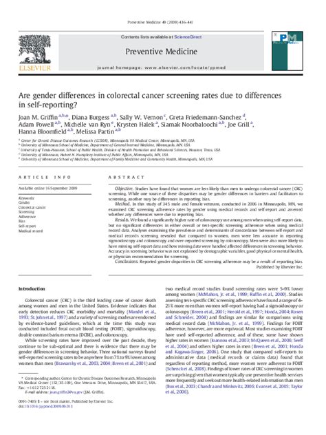 Pdf Gender Differences In Crc Screening Rates