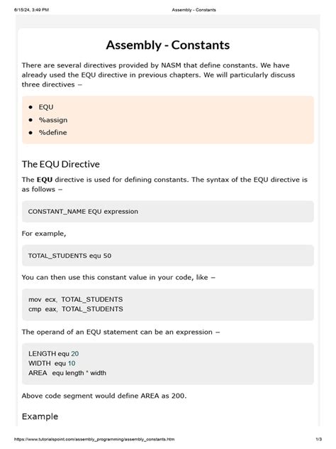 Assembly Constants Pdf Software Computer Science