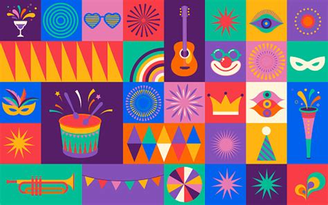 원활한 패턴 거리 예술 카니발 개념 디자인 화려한 기하학적 배경에 물보라 말풍선 마스크 색종이 조각 거리 예술에 대한 스톡 벡터 아트 및 기타 이미지 Istock