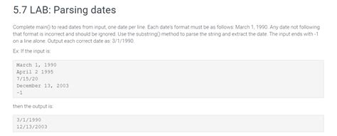 Solved 57 Lab Parsing Dates Complete Main To Read Dates