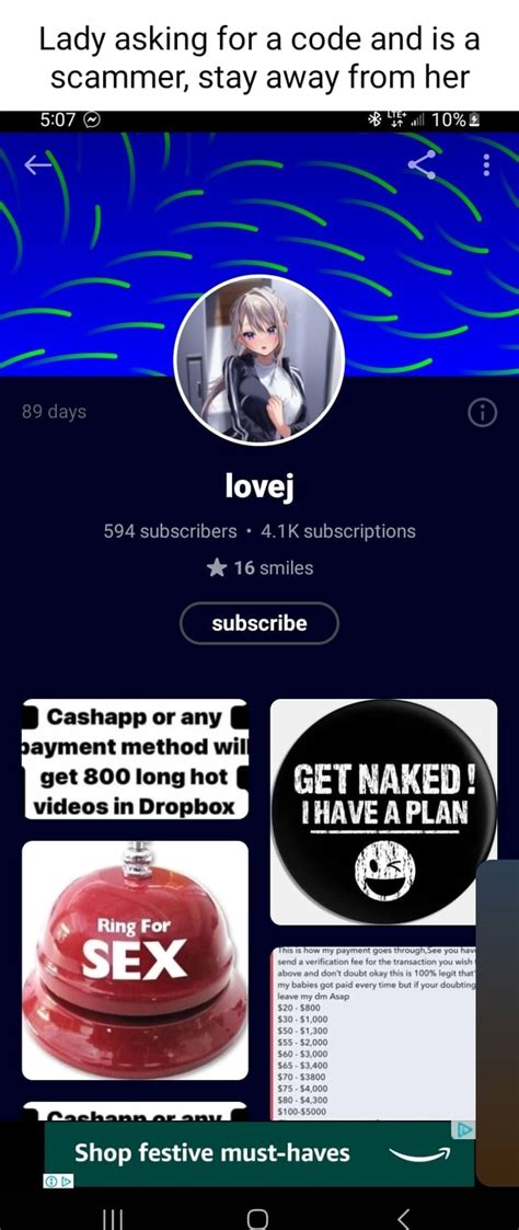 Lady Asking For A Code And A Is Scammer Stay Away From Her 89 Days Love} 594 Subscribers 4 1k