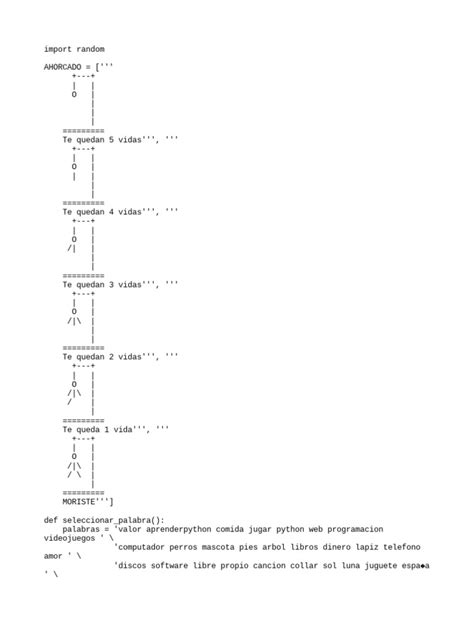 Ahorcado Python Pdf Mamíferos Organismos
