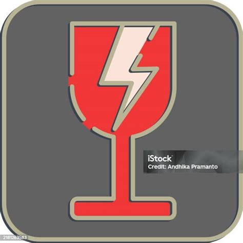 아이콘 깨진 유리 패키징 기호 요소 엠보싱 스타일의 아이콘 인쇄물 포스터 로고 제품 포장 표지판 탐험 등에 적합합니다 0명에 대한 스톡 벡터 아트 및 기타 이미지 Istock