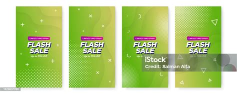 깨끗한 현대 소셜 미디어 스토리 템플릿 세트 다채로운 기하학적 배경 플래시 세일 할인 배너 템플릿 프로모션 가격에 대한 스톡